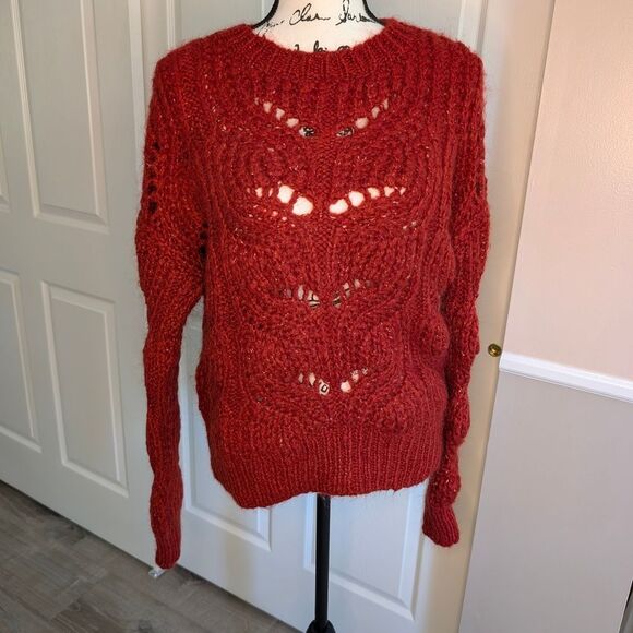 Reserved | Sweaters | Reservedred Crew Neck Sweater With Intricate Knit ...